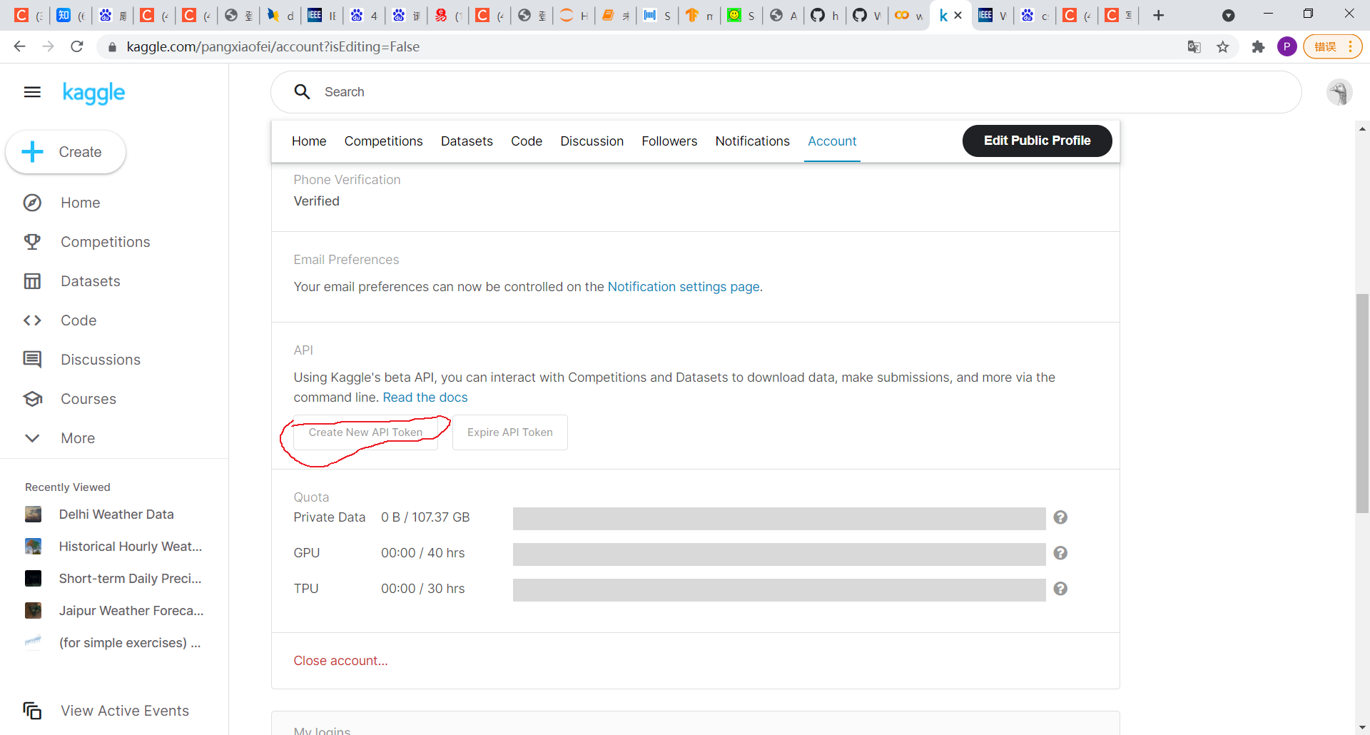 在kaggle上生成用户的用户名以及密钥（key）的操作_kaggle的key-CSDN博客
