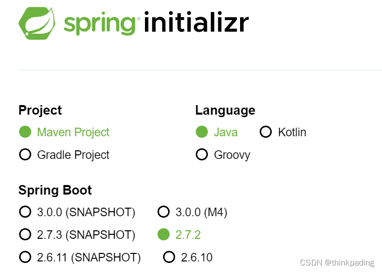 通过Spring Boot官网创建springboot工程模板，并运行试验_springboot官方模板_thinkpading的博客-CSDN博客