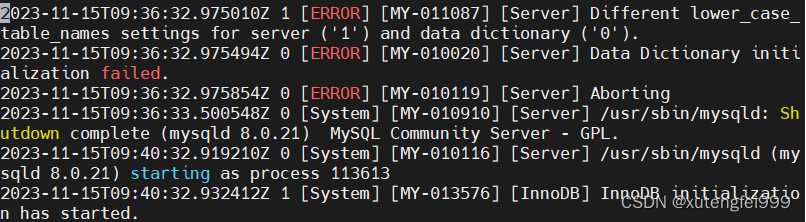 Different lower_case_table_names settings for server (‘1‘) and data dictionary (‘0‘)._different ...