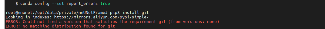 安装git时报错：ERROR:Could not find a version that satisfies the requirement git (from versions:none ...