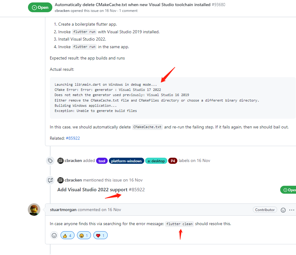 flutter无法通过Visual Studio 2022 运行到桌面端解决办法 Visual Studio 17 2022 Does not match the generator used ...