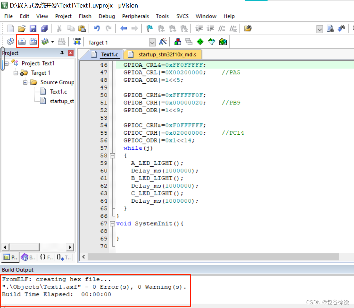 STM32F103C8T6核心板控制器下，通过电路搭建实现LED灯轮流闪烁的实验操作_stm32两个led灯轮流交替闪烁-CSDN博客