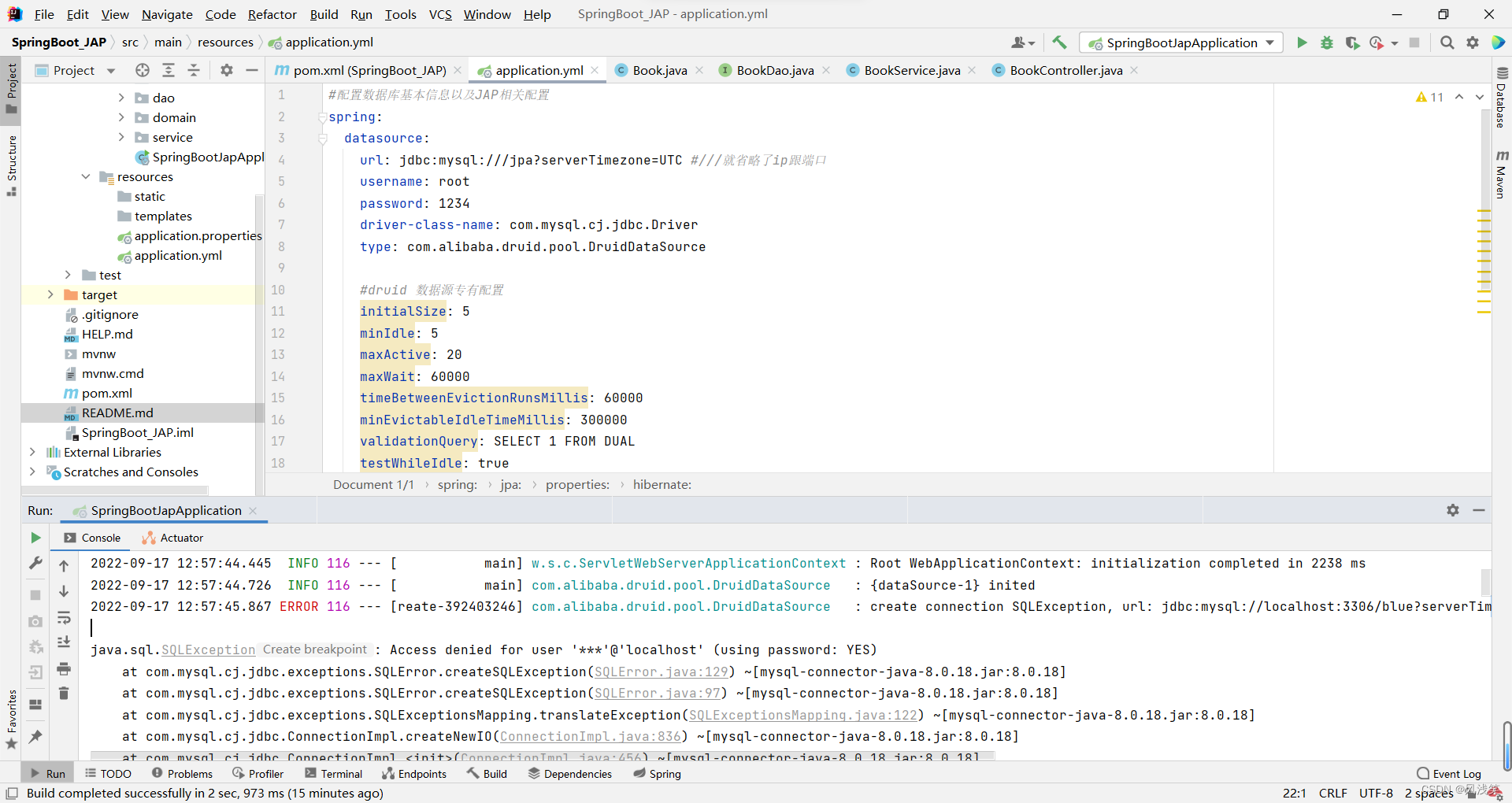 Springboot整合jpa使用druid数据源报错:create Connection Sqlexception Url Jdbc Mysql Localhost 3306