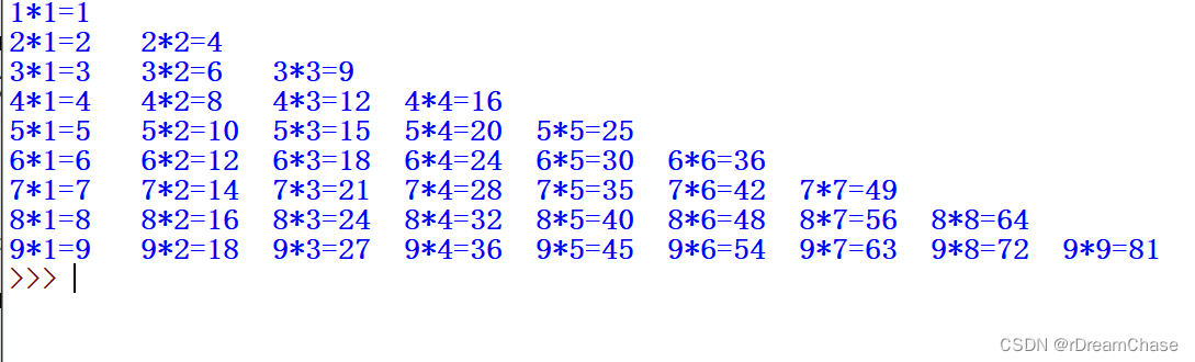 入门实例:初学者用python实现九九乘法表的几种方式:python写九九乘法表保持左对齐 Csdn博客