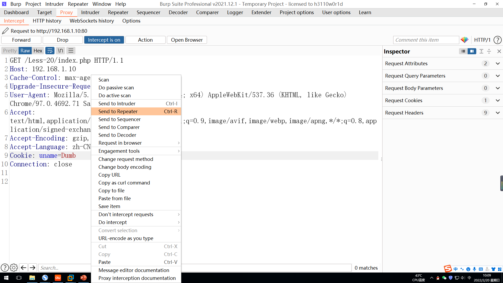 【SQL注入10】cookie注入基础及实践（基于BurpSuite工具和Sqli-labs-less20靶机平台）_cookie 注入 漏洞靶机-CSDN博客