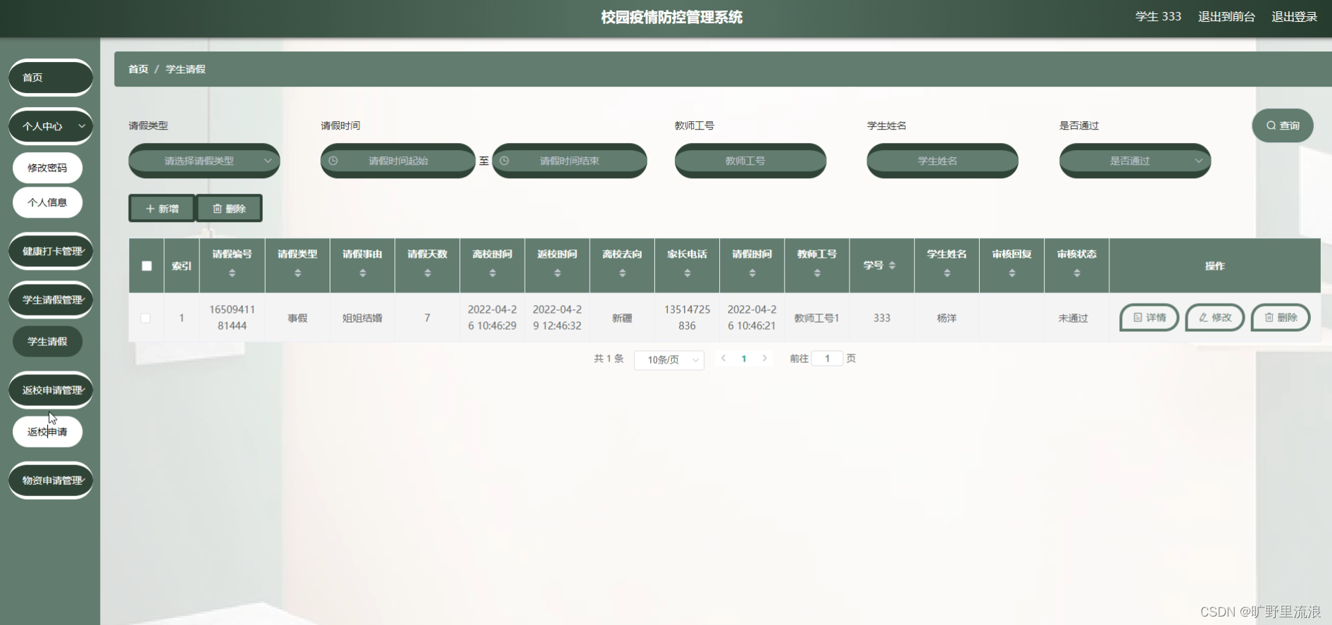 springboot毕设项目校园疫情防控管理系统06417（java+VUE+Mybatis+Maven+Mysql）_基于springboot的校园疫情管控系统-CSDN博客