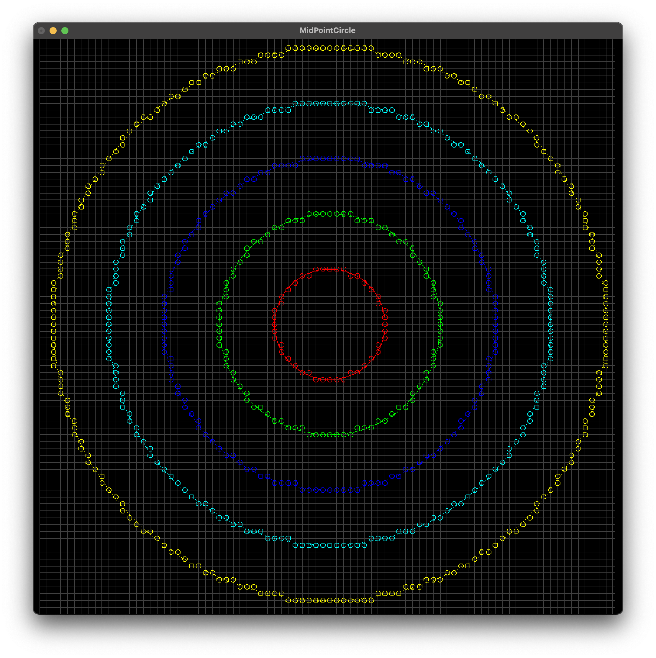 Bresenham直线光栅化算法与中点圆光栅化算法（在自定义栅格上拟合）_圆的光栅化算法-CSDN博客
