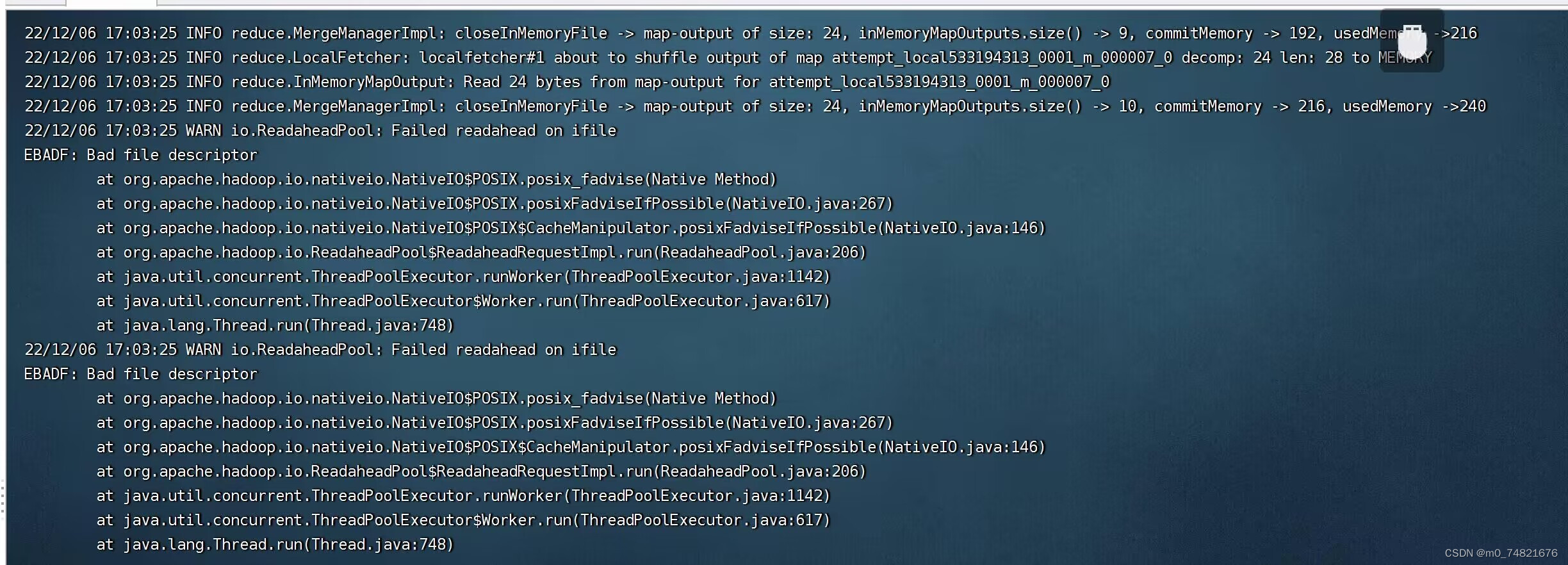 【无标题】虚拟机执行hadoop jar hadoop-mapreduce-examples-2.7.7.jar pi 10 10命令出现了EBADF错误该怎么办_mapreduce jar包 ...