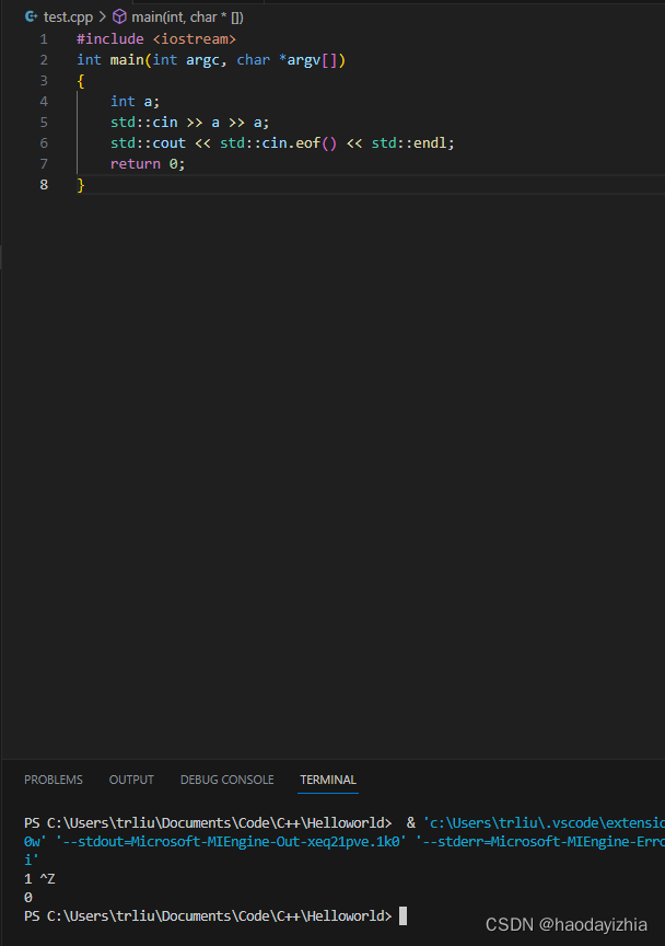 C/C++中只在行的开头识别EOF_c语言编程黑框eof怎么识别-CSDN博客