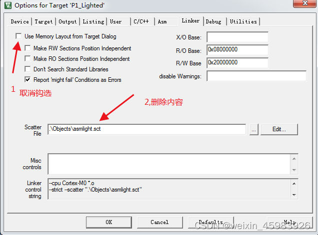 .\Objects\asmlight.axf: error: L6031U: Could not open scatter description file .\Objects ...
