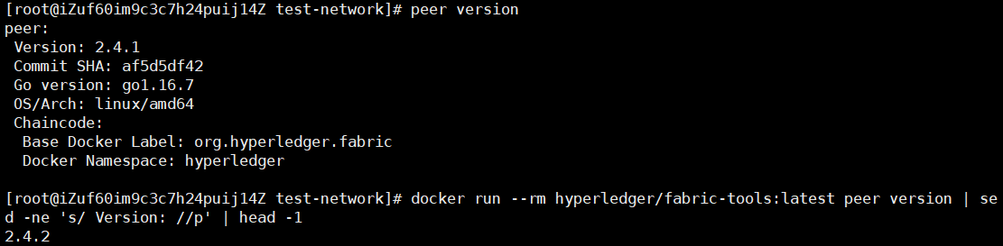 fabric测试网络启动警告解决：Local fabric binaries and docker images are out of sync. This may cause ...