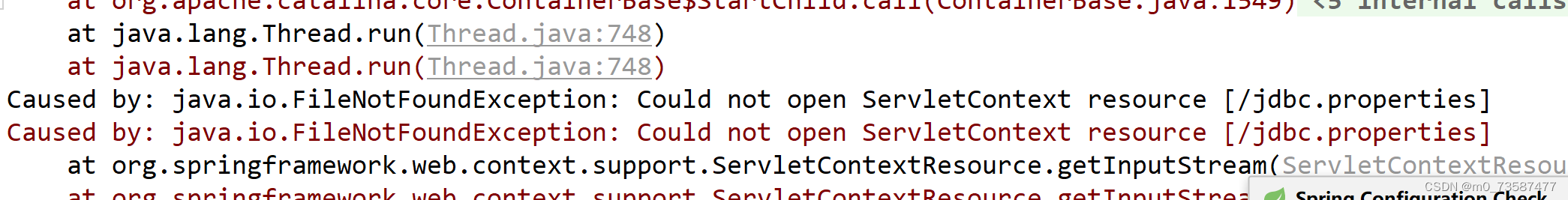 解决 Could not open ServletContext resource [/jdbc.properties]（已解决）_ssm启动tomcat没有检测到jdbc的配置文件-CSDN博客