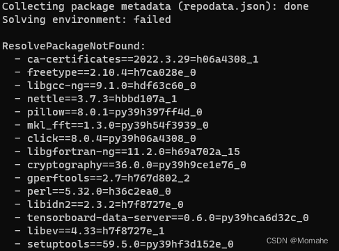 【Anaconda】复现论文遇到的环境问题汇总_resolvepackagenotfound:-CSDN博客