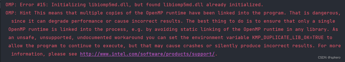 已解决：OMP: Error #15: Initializing libiomp5md.dll, but found libiomp5md.dll already initialized ...