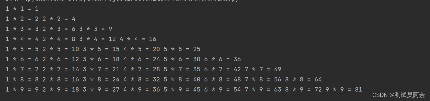 Python基础(五),实现99乘法表。python编写99乘法表代码 Csdn博客