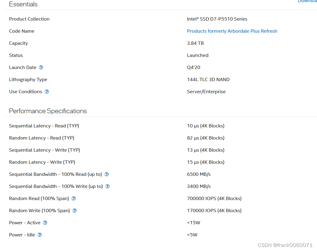 intel NVME SSD 性能 P5600 P5510 P5520