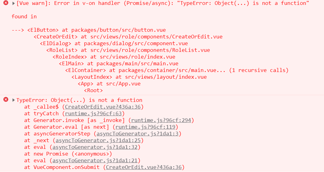 [vue Warn] Error In V On Handler Promise Async “typeerror Object