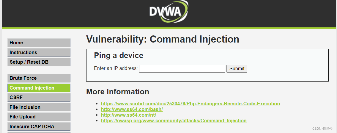 DVWA_Command Injection(命令注入)_dvwa命令注入添加新用户-CSDN博客