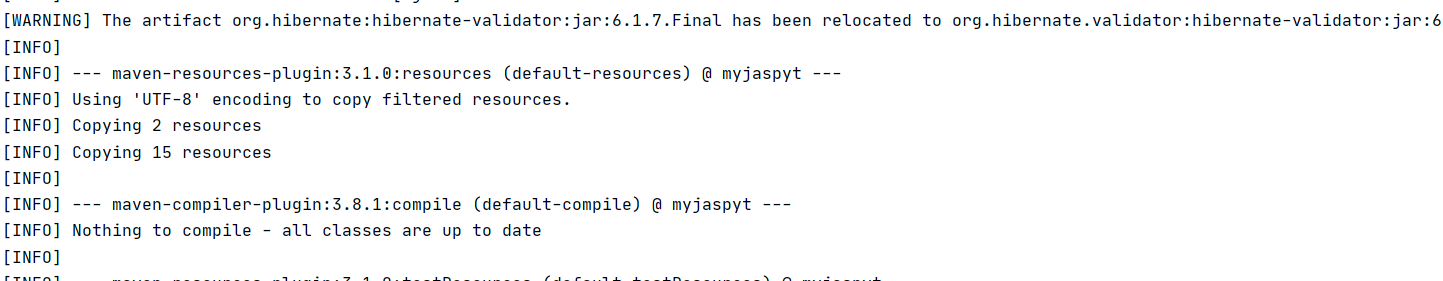 [WARNING] The artifact xxx has been relocated to xxxx_the artifact org.hibernate:hibernate ...
