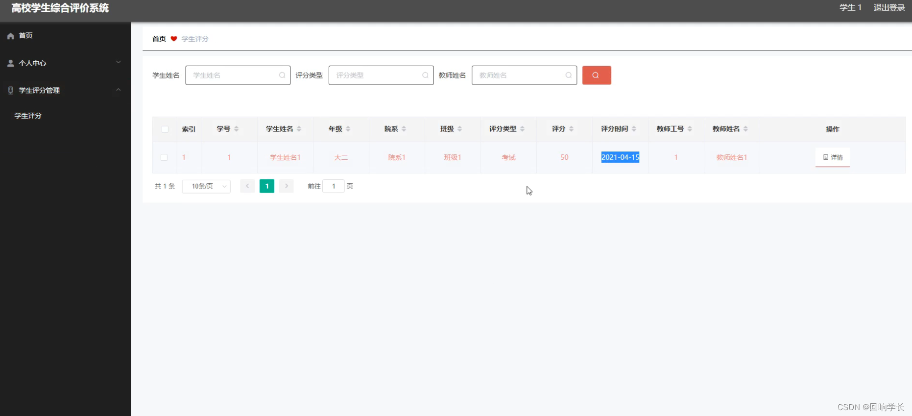 Java计算机毕业设计高校学生综合评价系统(附源码、数据库)学生评价数据库设计 Csdn博客 7091