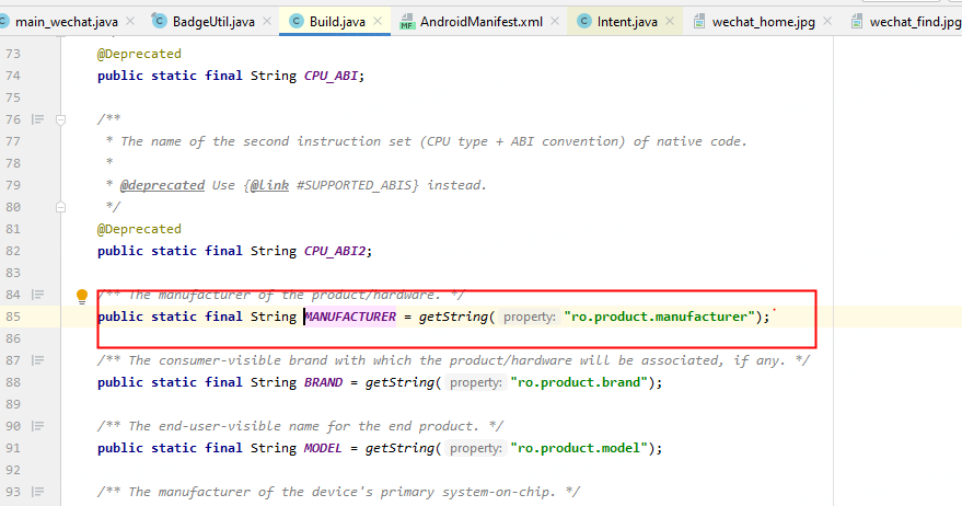 2022-01-26 Android app java 获取设备制造商的方法：Build.MANUFACTURER，实际上是读ro ...
