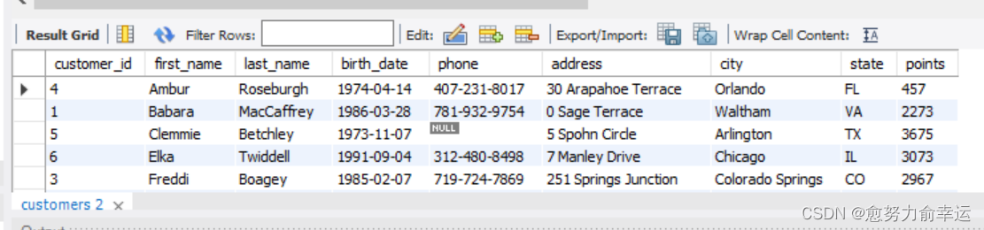 order by clause,为数据排序，order by desc降序，也可用多列给数据排序，也可添加新的列使用别名排序，order by ...