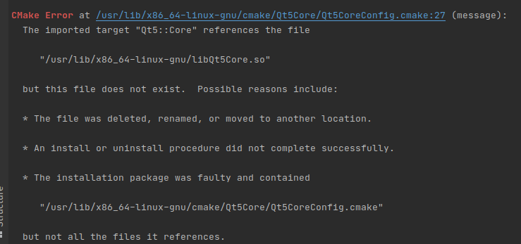 CMake Error at /usr/lib/x86_64-linux-gnu/cmake/Qt5Core/Qt5CoreConfig.cmake:27 (message)_cmake ...