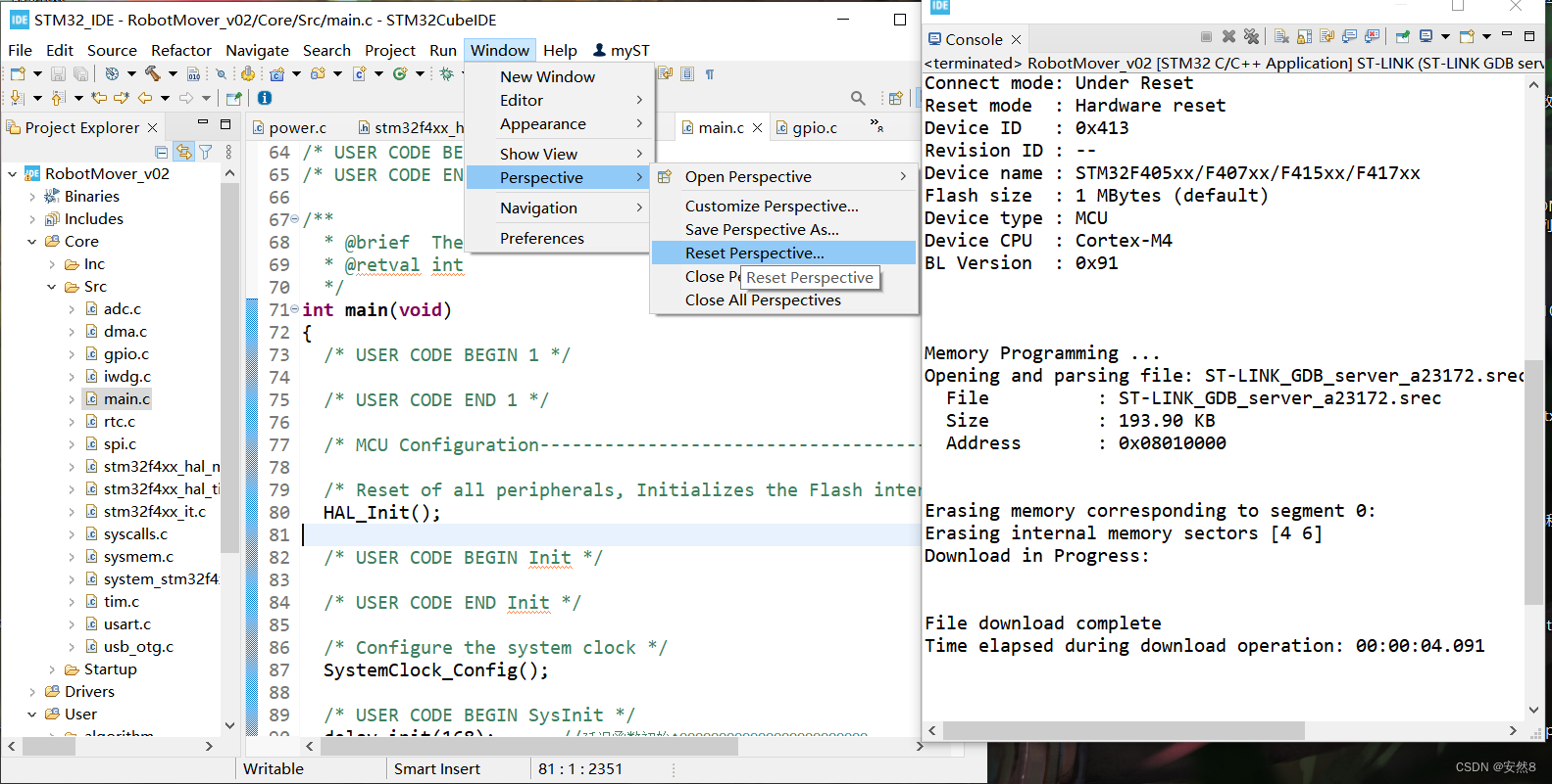 STM32IDE窗口恢复_stm32cubeide编程界面不见了-CSDN博客