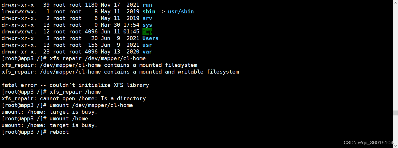xfs_growfs: /dev/mapper/cl-root is not a mounted XFS filesystem 磁盘扩展到另一个区-CSDN博客