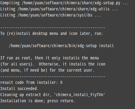 linuxmint 20.3 安装 Chimera_install symbolic link to chimera executable ...