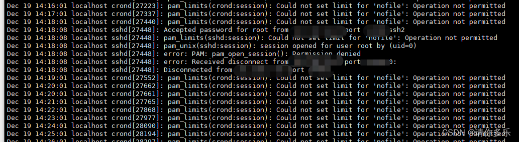 pam_limits(crond:session): Could not set limit for ‘nofile‘: Operation not permitte_could not ...