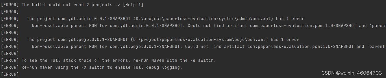 Non-resolvable parent POM for xxx: Could not find artifact ..._non-resolvable parent pom for org ...