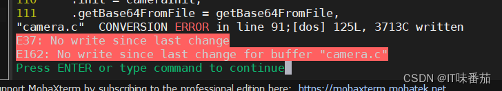 Linux -- E37: No write since last change E162: No write since last change for buffer-CSDN博客