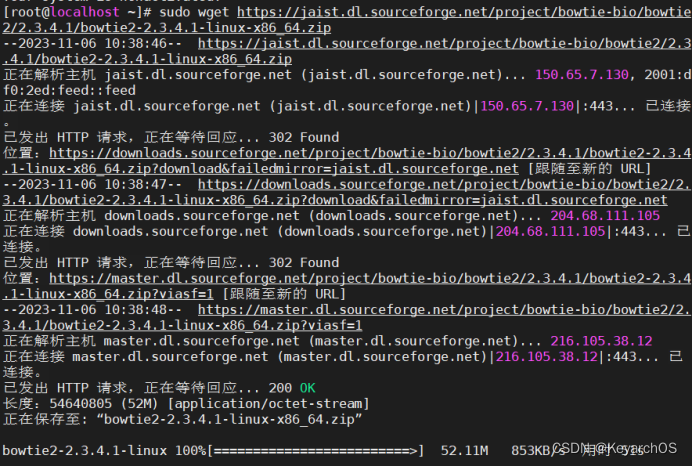 在KeyarchOS操作系统上安装运行Bowtie2(测序序列与参考序列比对)_bowtie2构建索引-CSDN博客