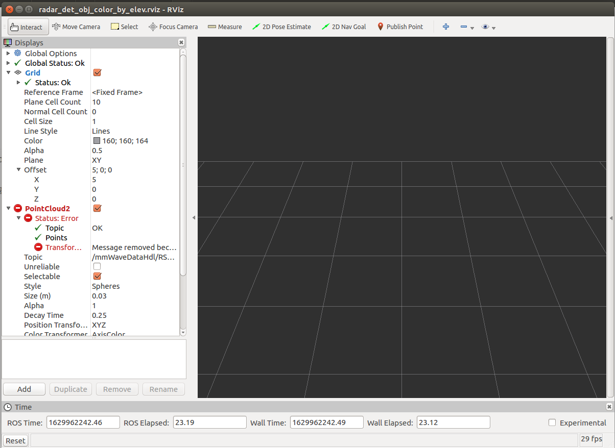 Solve the problem of recording the TI millimeter wave radar point cloud data under the ROS ...