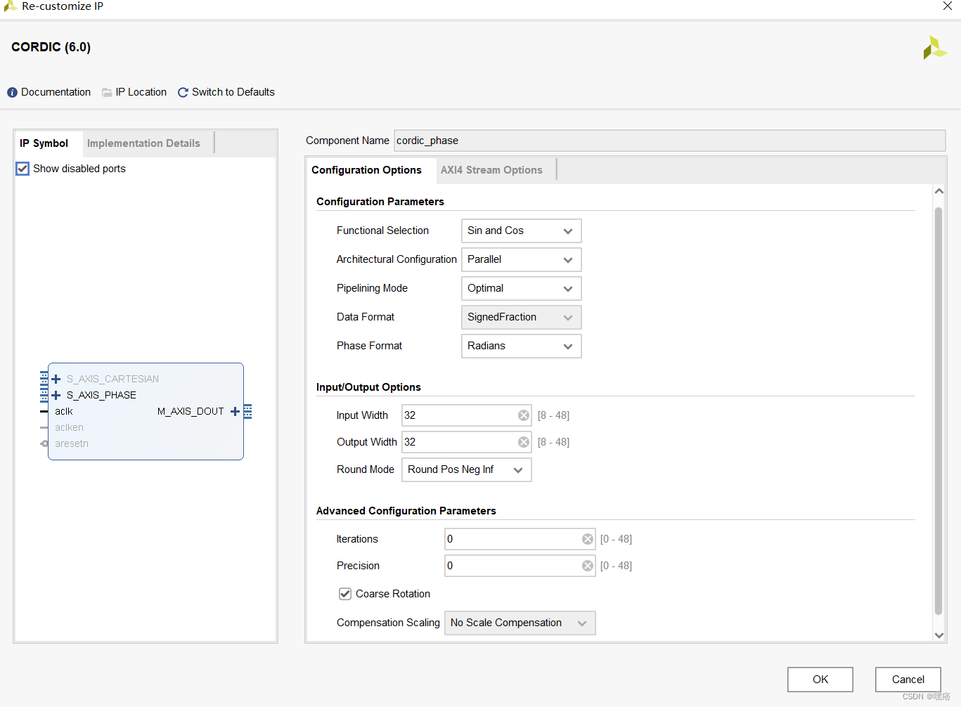 vivado IP核 cordic 中sin和cos的计算_compensation scaling-CSDN博客