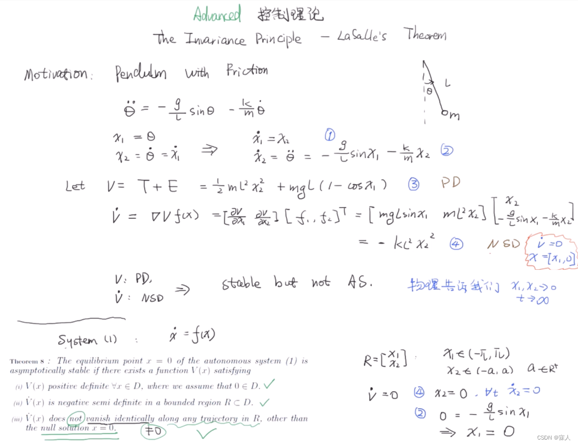 【Advanced控制理论】13_Invariance Principle_LaSalle‘s Theorem_不变性原理_lasalle ...