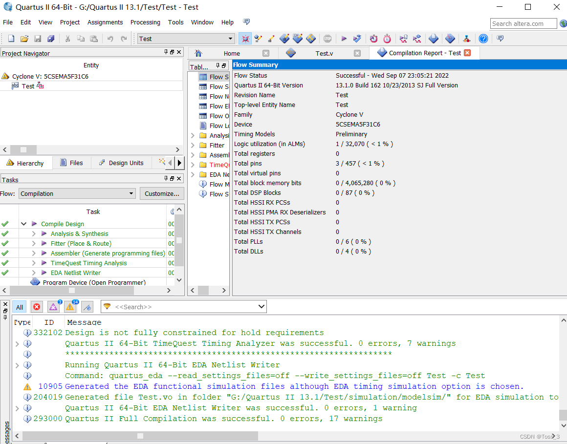 Quartus13 1 can t Find Design Entity CSDN 