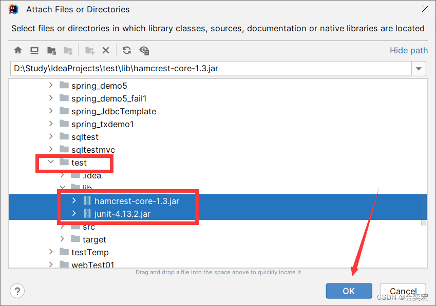 Idea手动导入junit时候遇到java Lang Noclassdeffounterrot Org Hamcrest Seldescribing Juint4 13 2 Jar Csdn博客