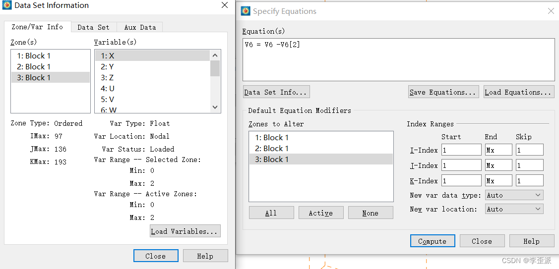 tecplot中zone相减 CFD后处理 利用公式功能计算两组数据集的变化量 完成计算域相减 zoon 或者 block相减 和多组数据集在同一个图像中的显示_tecplot函数计算-CSDN博客