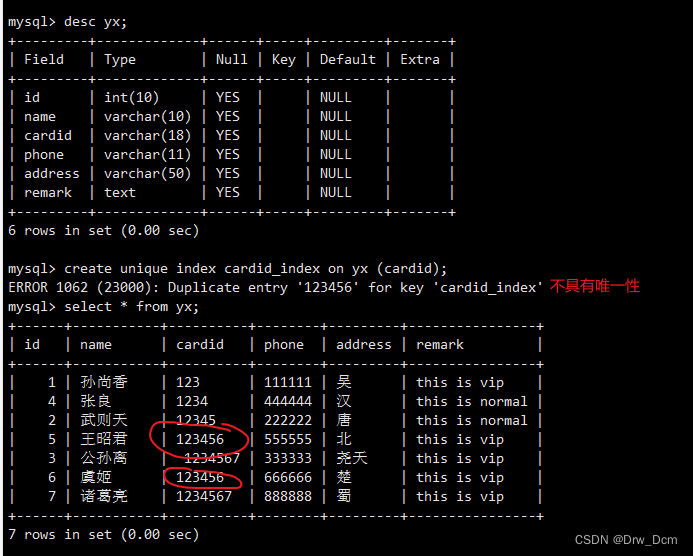 Mysql数据库索引create Table Test Csdn博客 