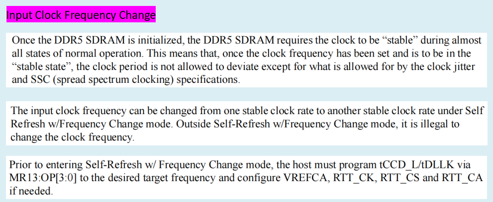 【JESD79-5之】4 DDR5 SDRAM命令描述和操作-11(input clock frequency change)_ddr frequency change-CSDN博客