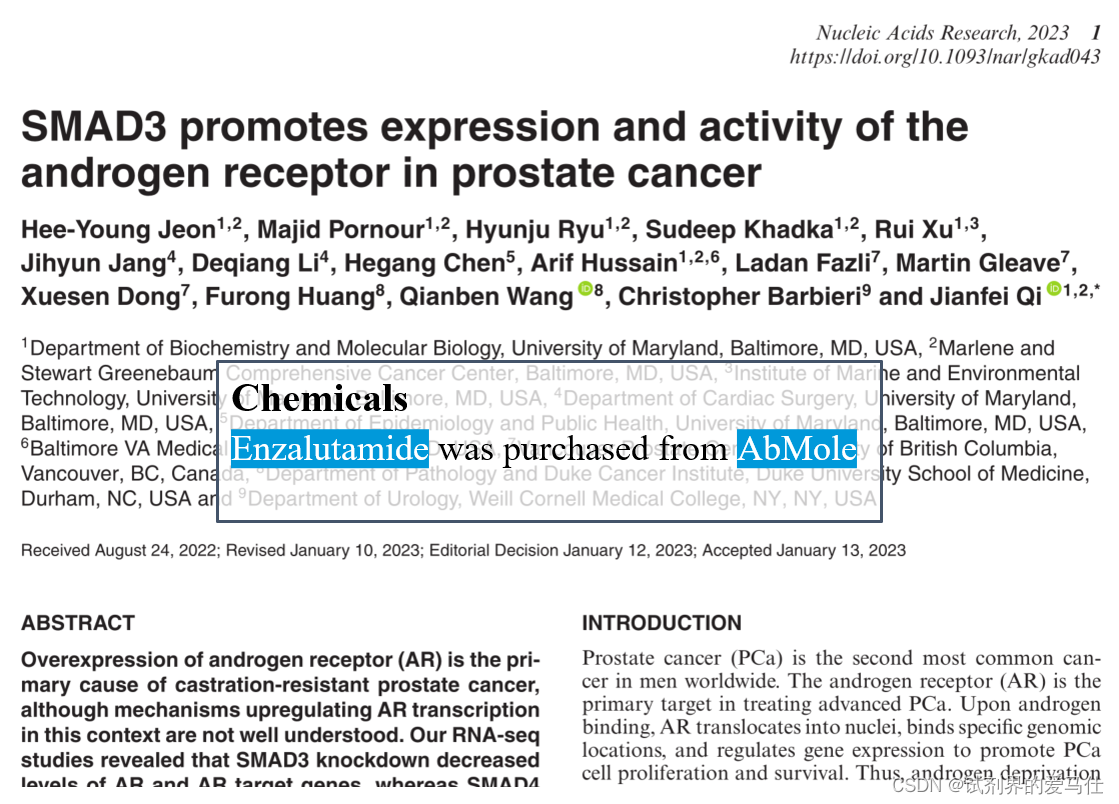SMAD3促进前列腺癌中雄激素受体的表达和活性_smad2蛋白高而smad3蛋白低-CSDN博客