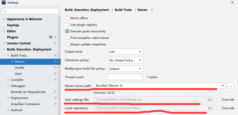 关于修改IDEA自带的maven 3(Bundled)的仓库路径_maven home path-CSDN博客