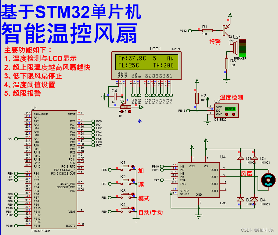 【proteus仿真】【stm32单片机】智能温控风扇设计基于stm32温控风扇仿真图 Csdn博客 