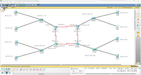 使用Packet Tracer创建(C类网络210.31.1.0 255.255.255.0)四个子网_思科模拟器划分子网命令-CSDN博客