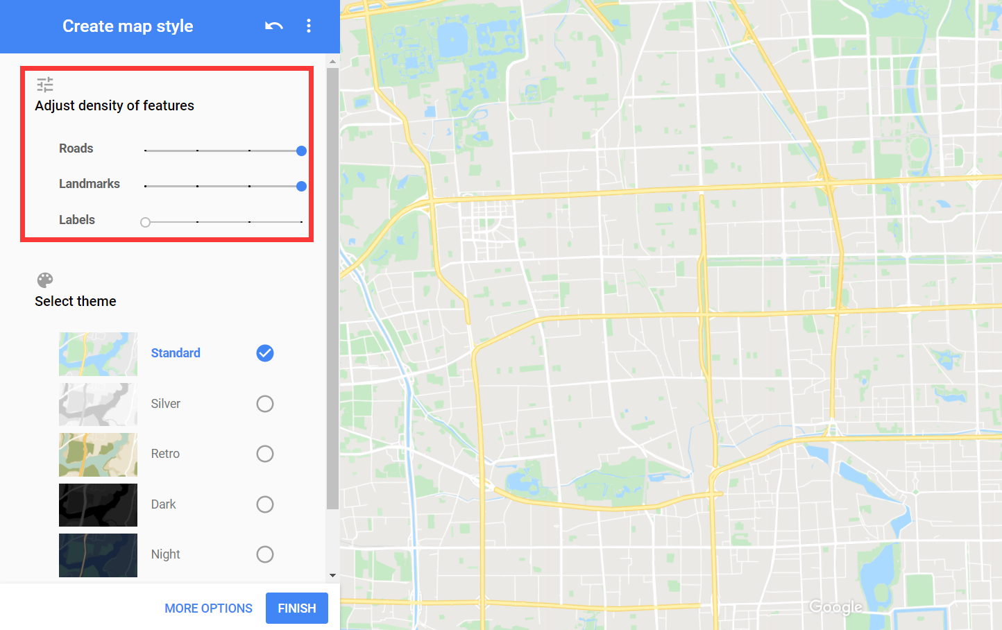 谷歌地图接口Google Maps APIs中地图样式设计配置调整与JSON或URL导出_谷歌地图自动补全下拉框样式设置-CSDN博客