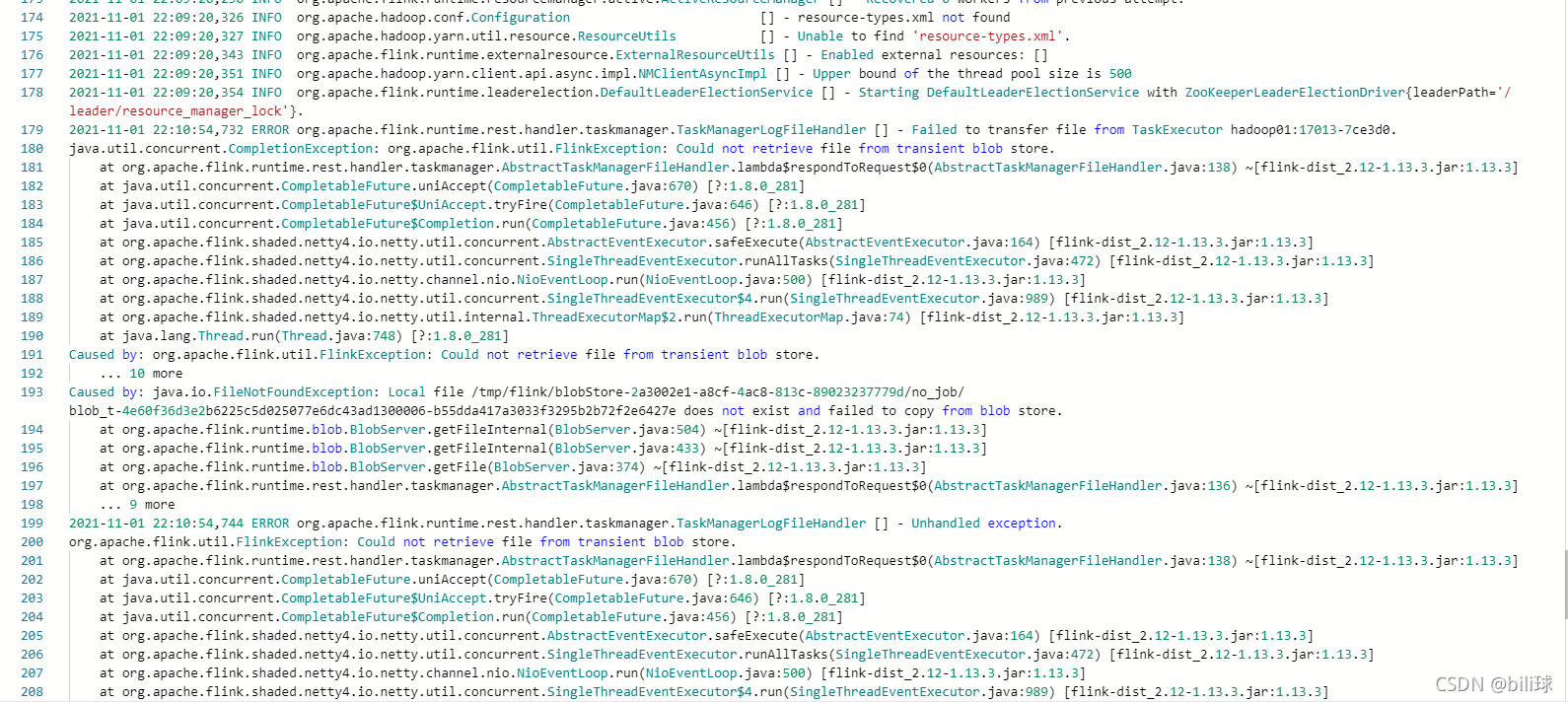 Flink1 2 报错 Org Apache Flink Util Flinkexception Could Not Retrieve File From Transient Could
