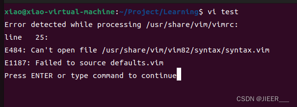 安装vim时断电引起“E484:Can’t open file /usr/share/vim/vim82/syntax/syntax.vim”_vim e484-CSDN博客