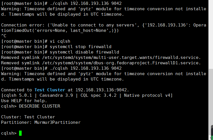 解决Connection error: (‘Unable to connect to any servers‘, {‘192.168.193.136‘: OperationTimedOut ...